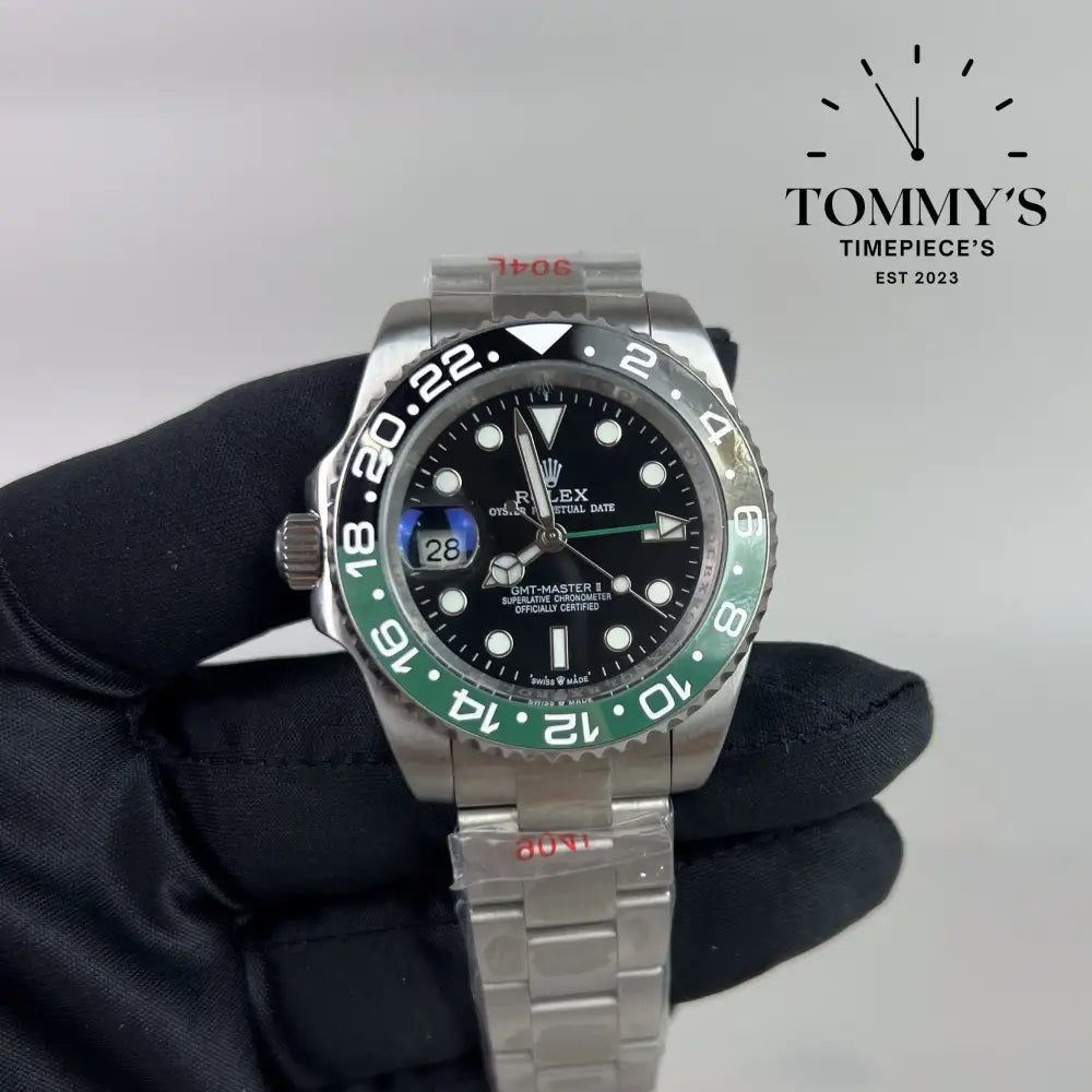 AAA+ GMT Master 2 Sprite (left handed), (126720VTNR) 40mm Black Dial-O ...