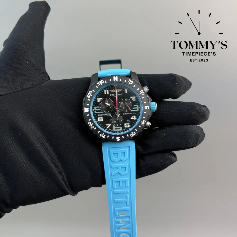 Clone Endurance Pro, 44mm Black Dial-Baby Blue Rubber Strap (Black Bez ...